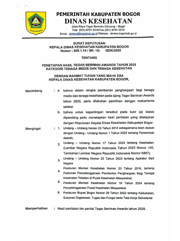 SK Tba 2025 Dinkes | PDF