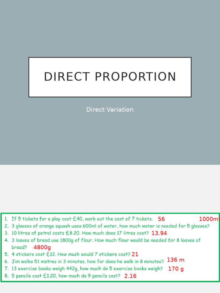 Understanding Direct Proportion Concepts | PDF