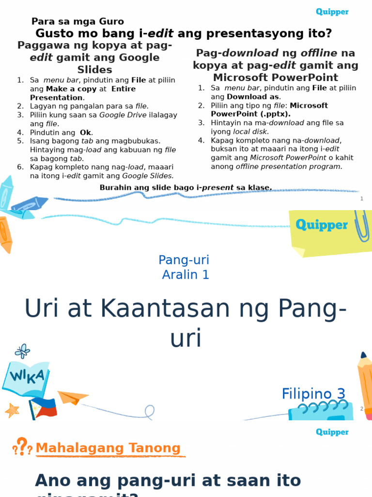 Uri at Kaantasan NG Pang-Uri - Lesson1 | PDF