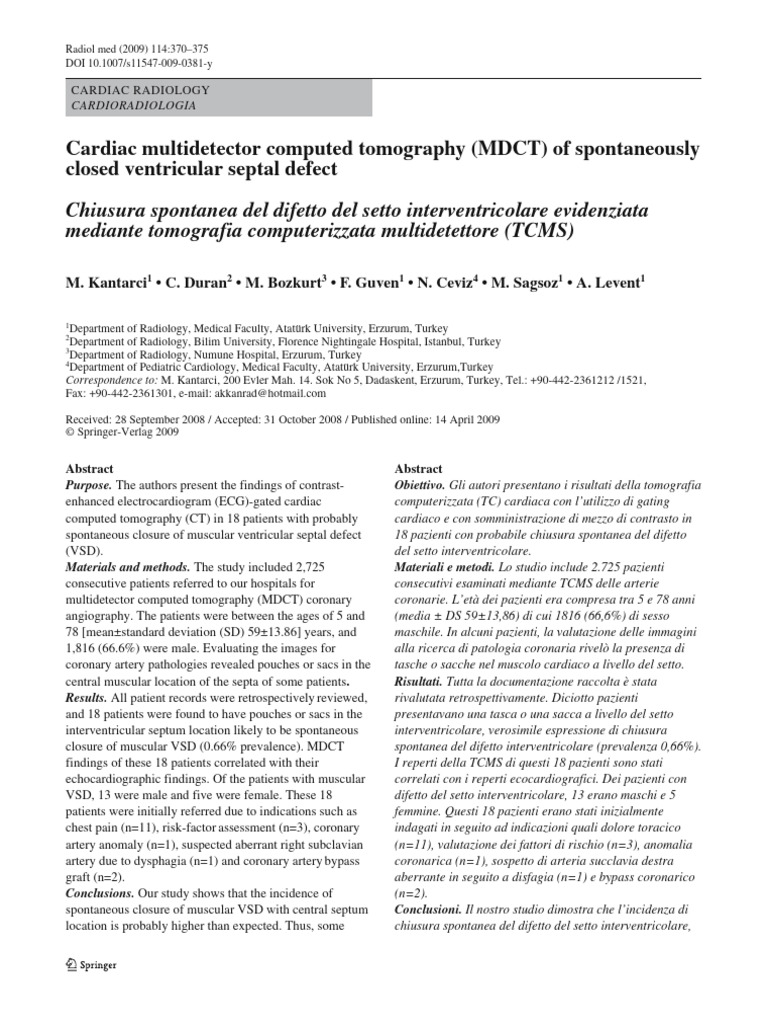 Cardiac Multidetector Computed Tomography (MDCT) of Spontaneously | PDF ...