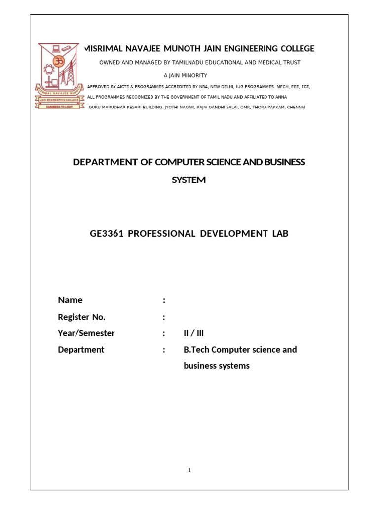 GE3361 Professional Development Lab Manual | PDF | Microsoft Excel ...