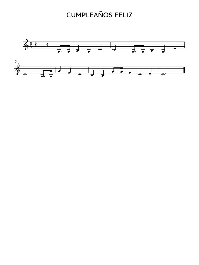 Partitura de Cumpleaños Feliz | PDF