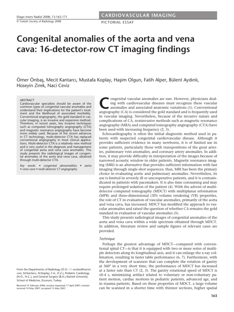 Congenital Anomalies of The Aorta and Vena | PDF | Aorta | Vein