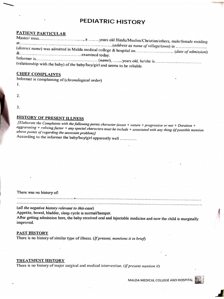 Pediatric History | PDF