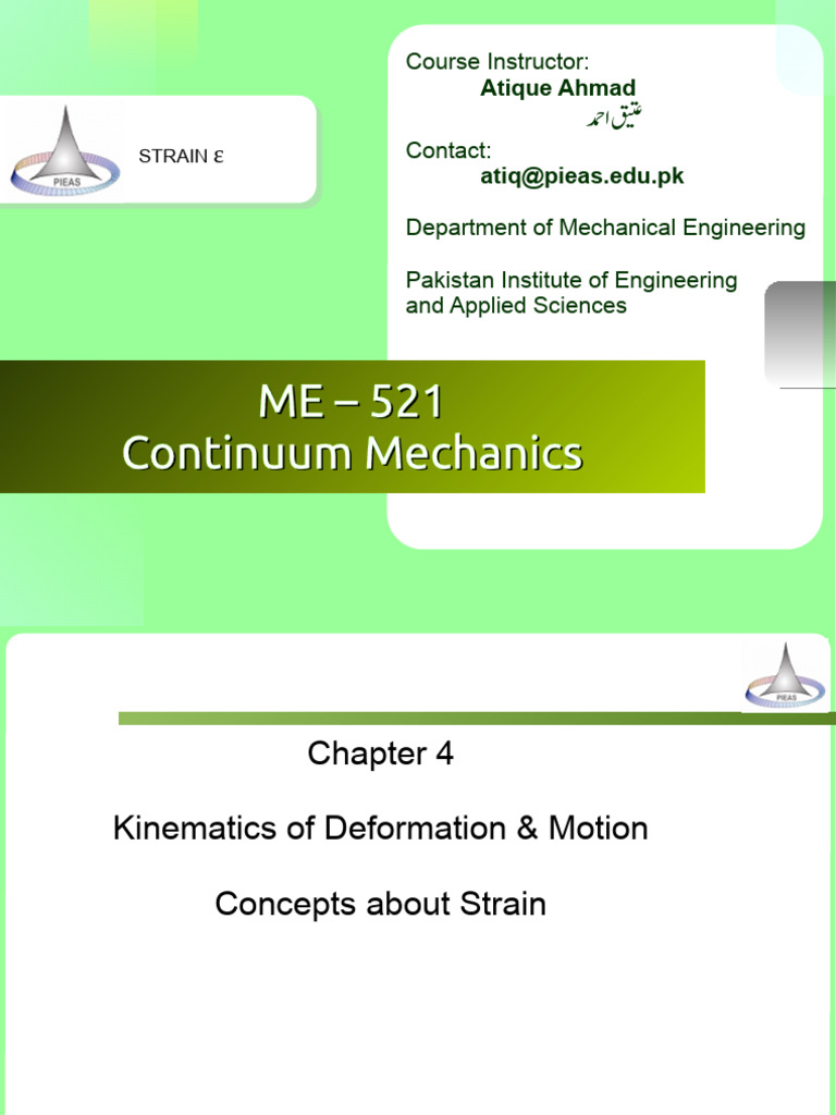 Kinematics of Deformation in Mechanics | PDF | Mechanics | Classical ...