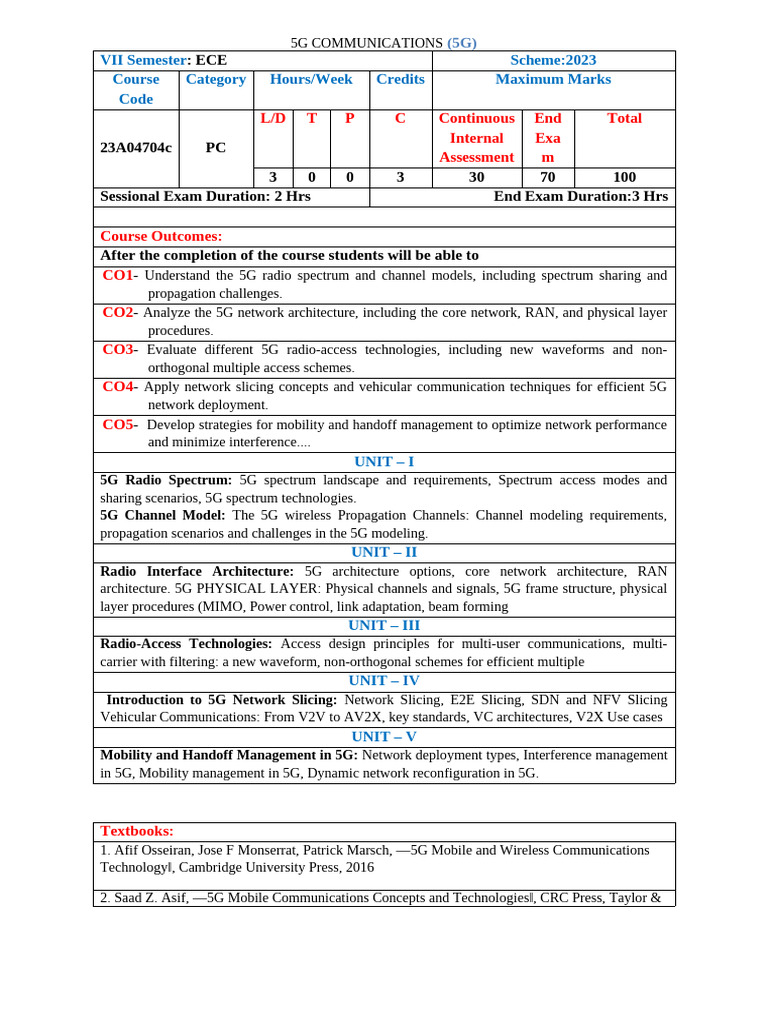 5G - R23 (VII-Sem) | PDF | Radio Propagation | Mimo