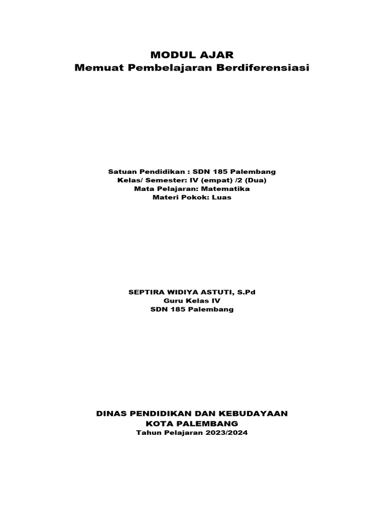 MODUL AJAR Diferensiasi MTK2 | PDF