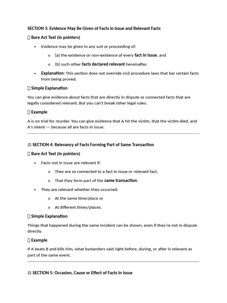 Relevancy of Facts in Legal Proceedings | PDF | Knowledge | Evidence