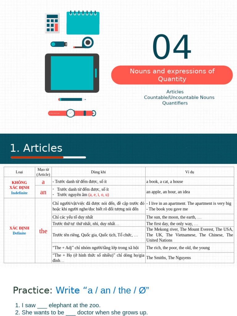 Chapter 4 - Grammar 1 Ms Nguyen - Des b2 | PDF | Noun | Linguistic Morphology