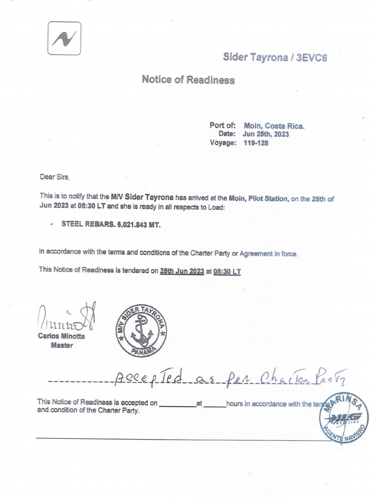 NOTICE OF READINESS | PDF