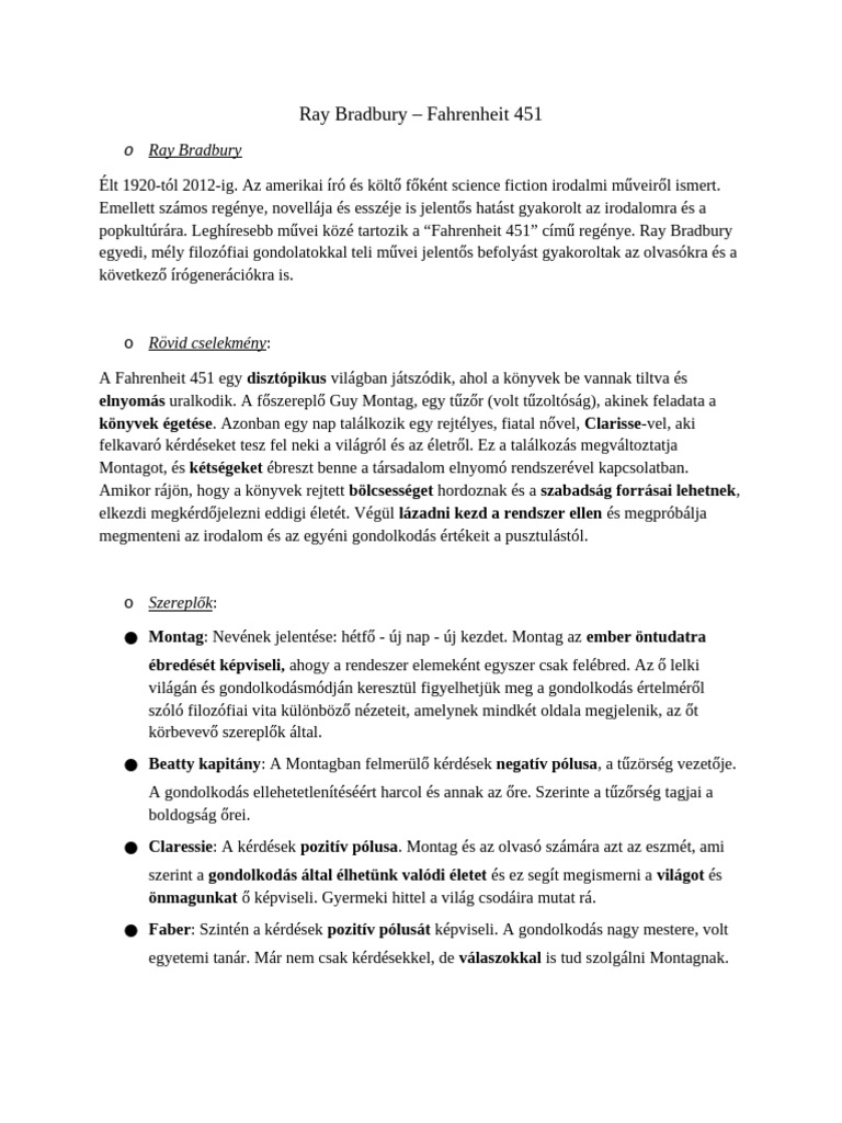 Ray Bradbury - Fahrenheit 451 (Classroom) | PDF