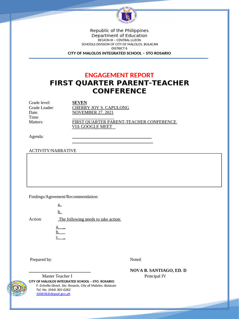 Engagement Report 1st QTR PTC | PDF | Government | Public Administration