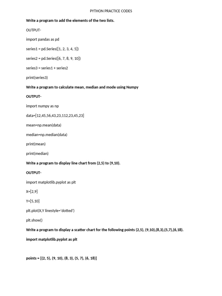 Python Practice Codes for Data Analysis | PDF