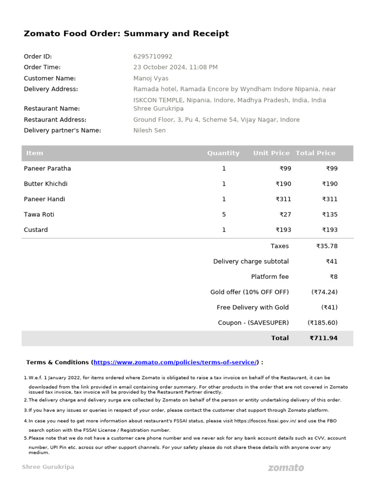Order ID 6295710992 | PDF | Business