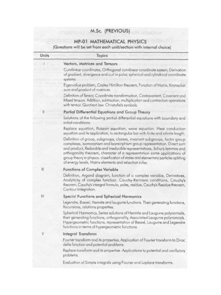 MSC Physics Syllabus Bhoj | PDF