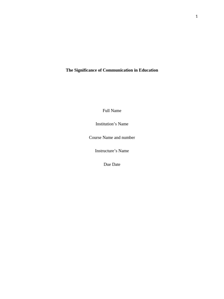 The Significance of Communication in Education.. | PDF | Communication ...