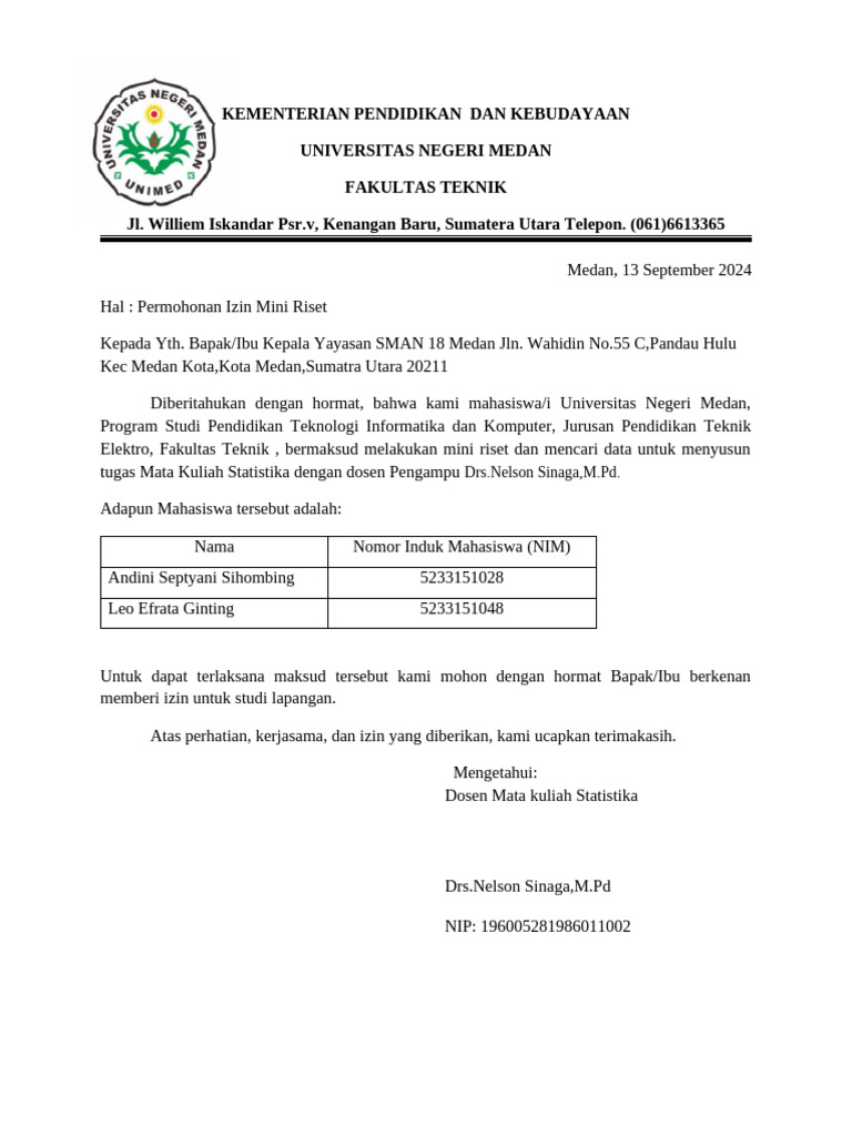 Izin Mini Riset Kel 9 | PDF