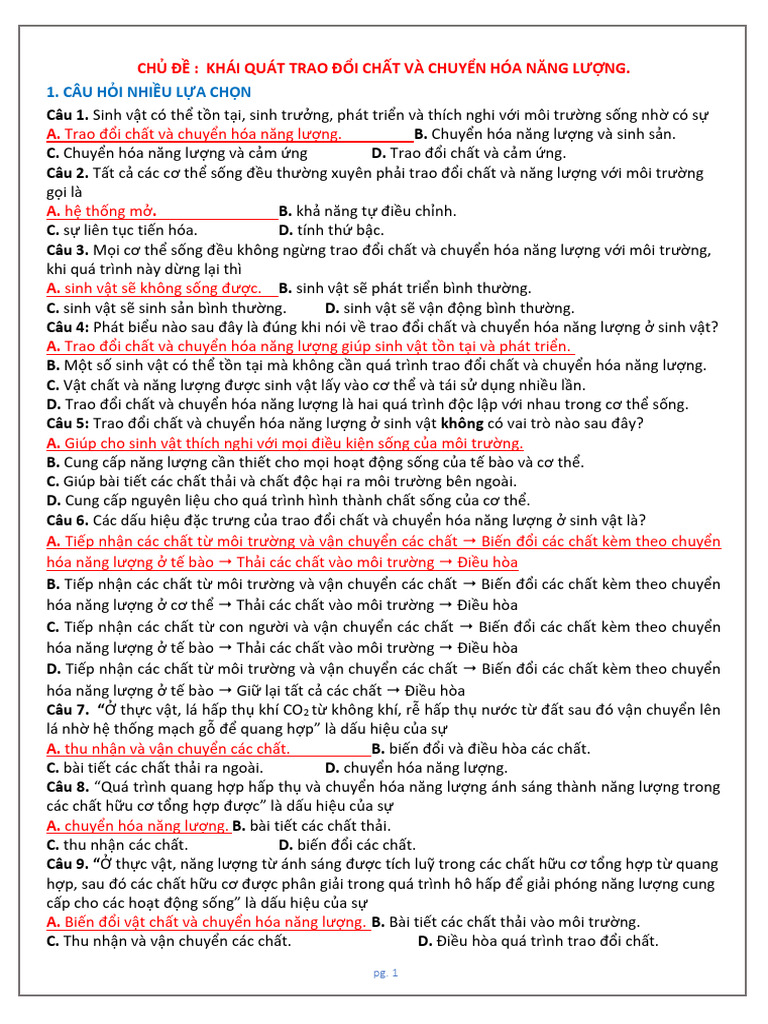 1 Da Khai Quat TDC Va Chuyen Hoa Nang Luong 1 | PDF