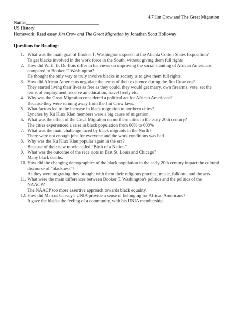 4.7 Jim Crow and The Great Migration | PDF | Southern United States ...