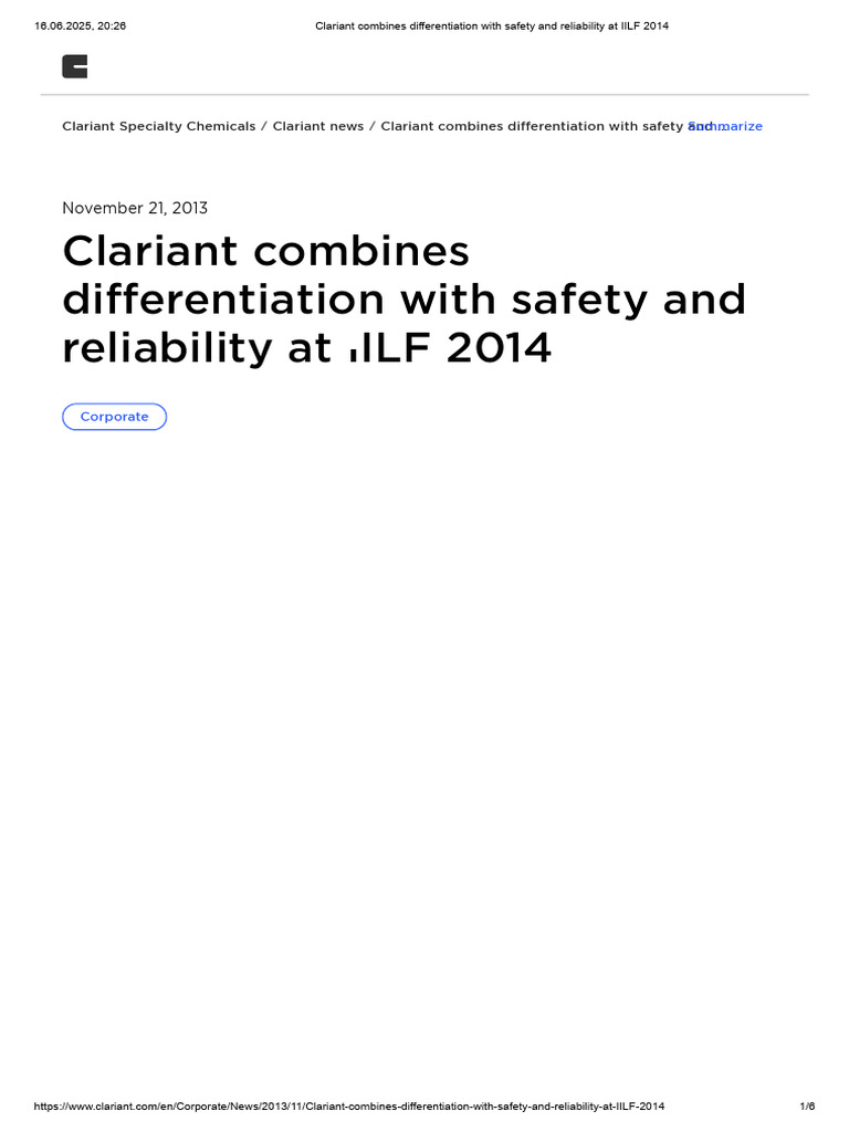 Clariant Combines Differentiation With Safety and Relia | PDF | Dye | Leather