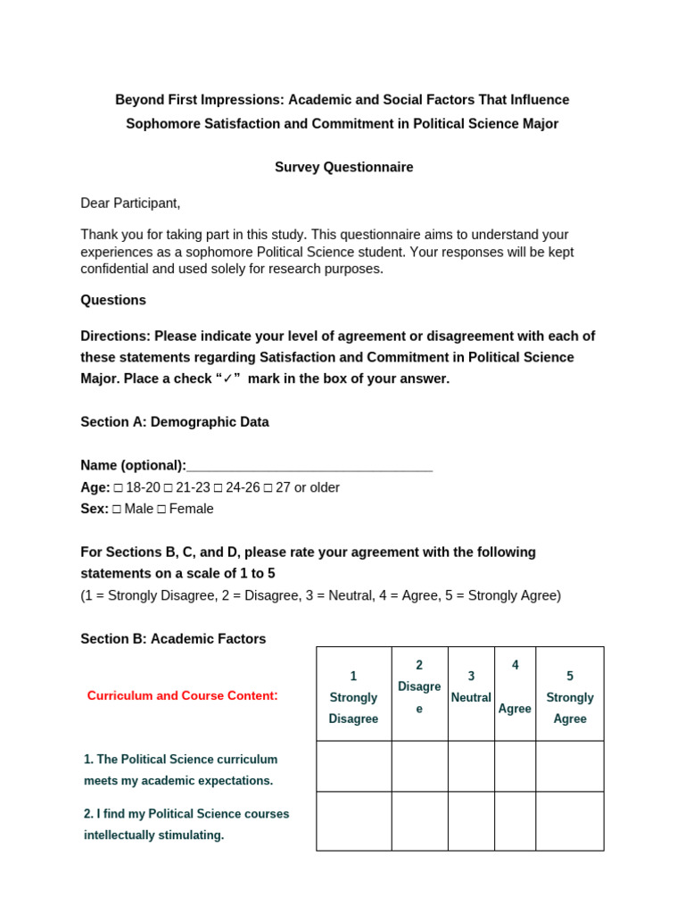 Sample Survey Questionnaires | PDF | Questionnaire | Social Psychology