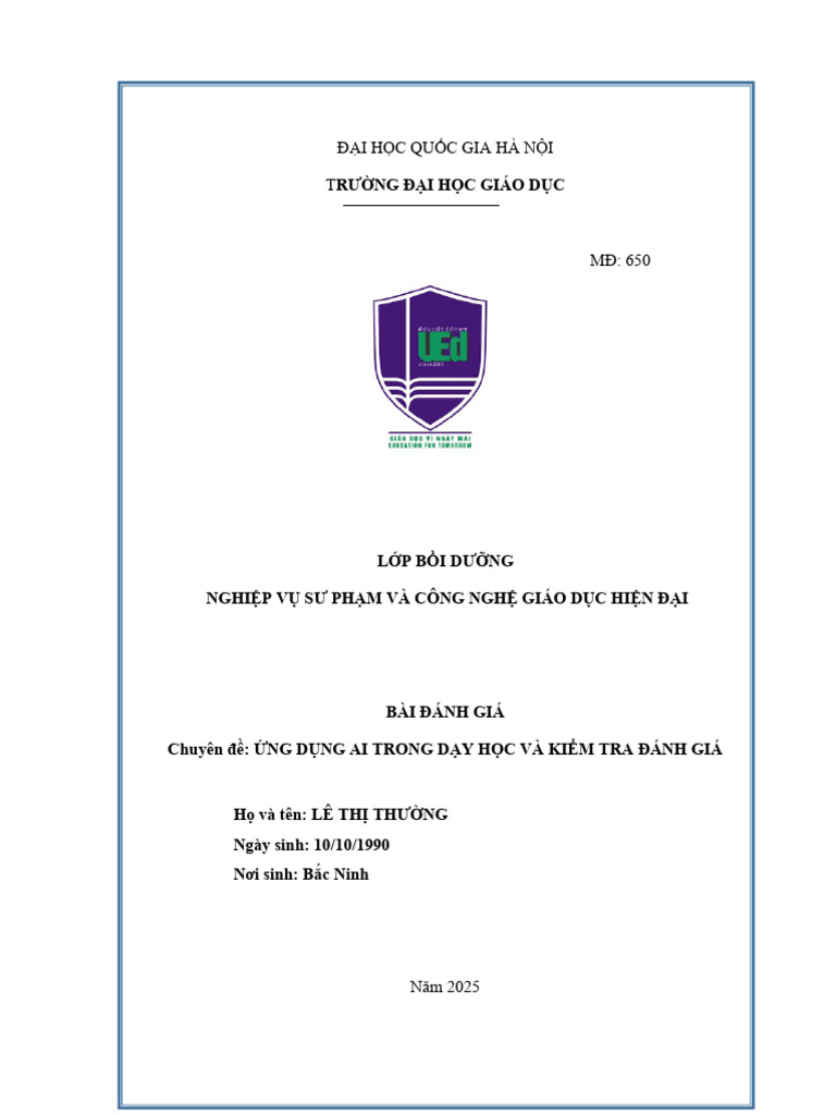 NG D NG Ai Trong Dạy Học Và Kiểm Tra Đánh Giá | PDF