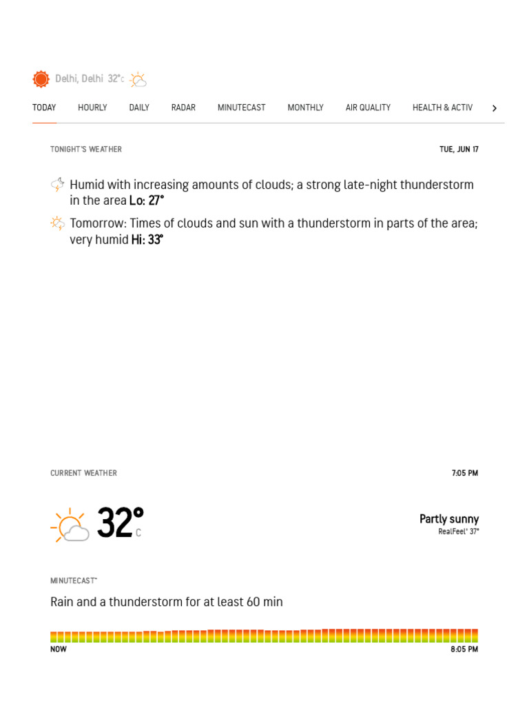 Delhi, Delhi, India Weather Forecast - AccuWeather | PDF | Weather | Delhi