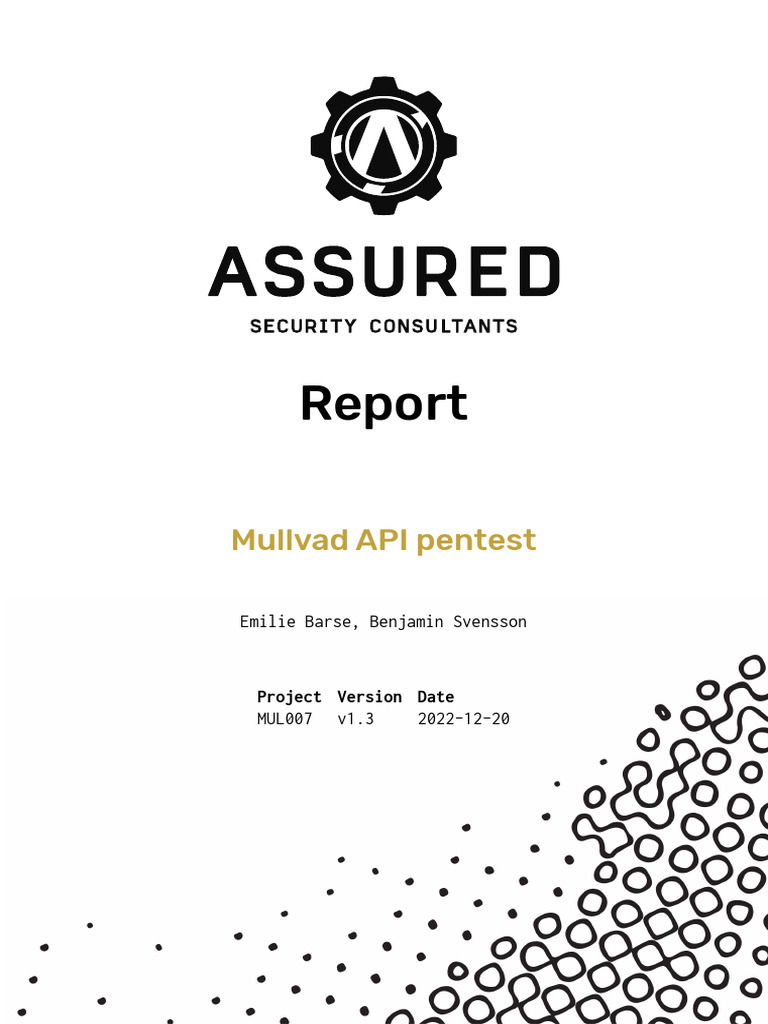 Assured Mullvad API Audit Report 2022 | PDF | Password | Computer Network