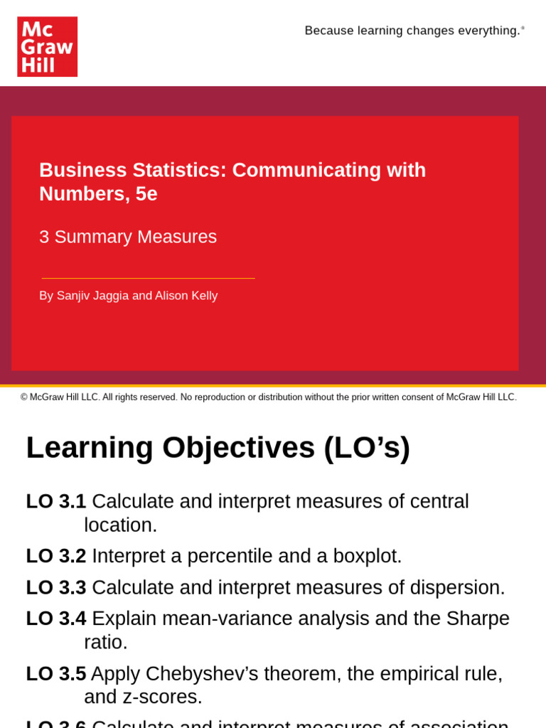 Jaggia5e Chap003 PPT Accessible | PDF | Mode (Statistics) | Coefficient Of Variation