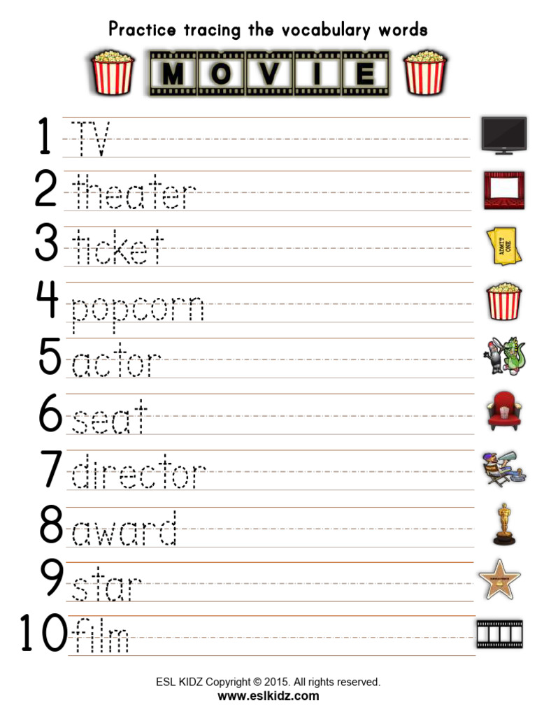 Movie Writing and Spelling Practice | PDF