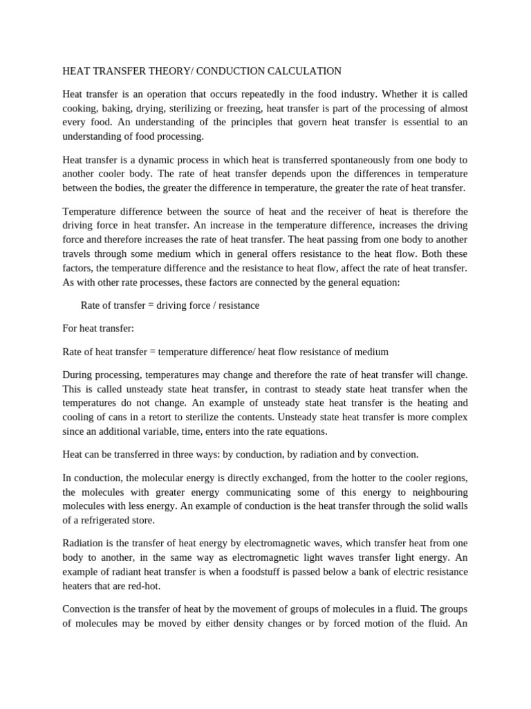 Heat Transfer Theory Conduction Calculation | PDF | Heat Transfer ...