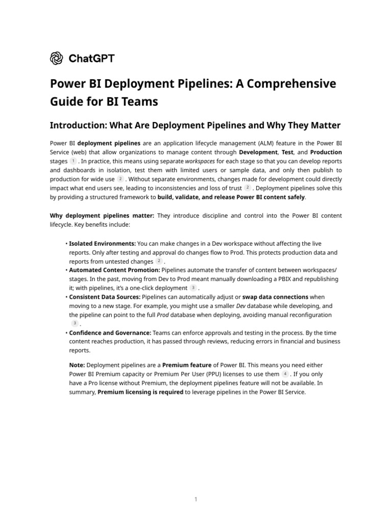 Power BI Deployment Pipelines - A Comprehensive Guide For BI Teams | PDF | Version Control ...