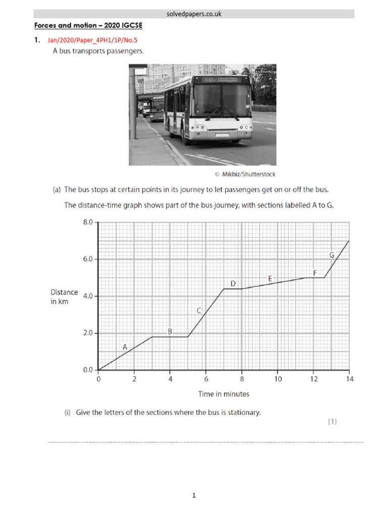 2020 Forces and Motion Edexcel IGCSE Physics | PDF