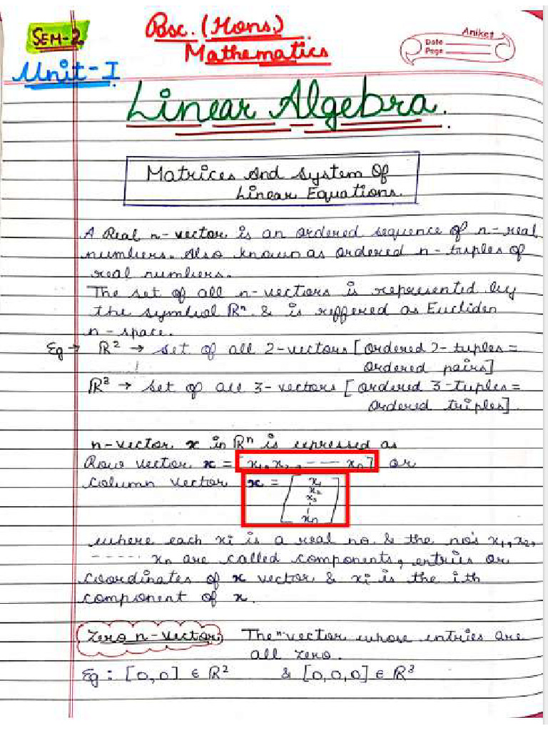 Linear Algebra Notes | PDF