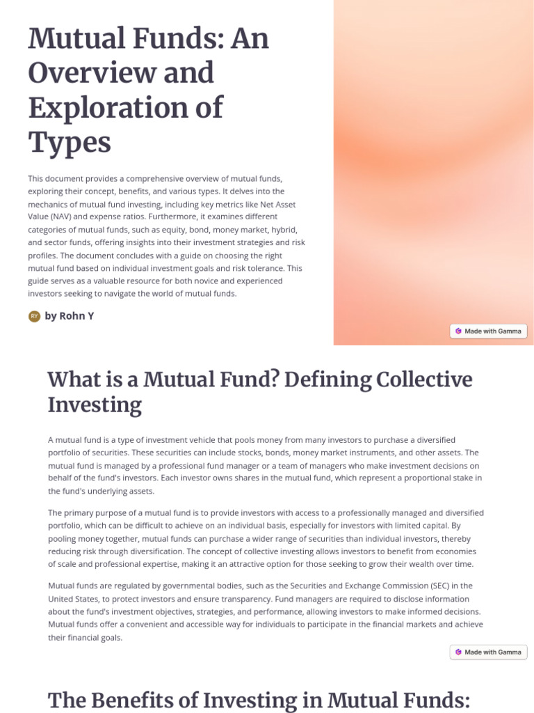Mutual Funds An Overview and Exploration of Types | PDF | Investment ...