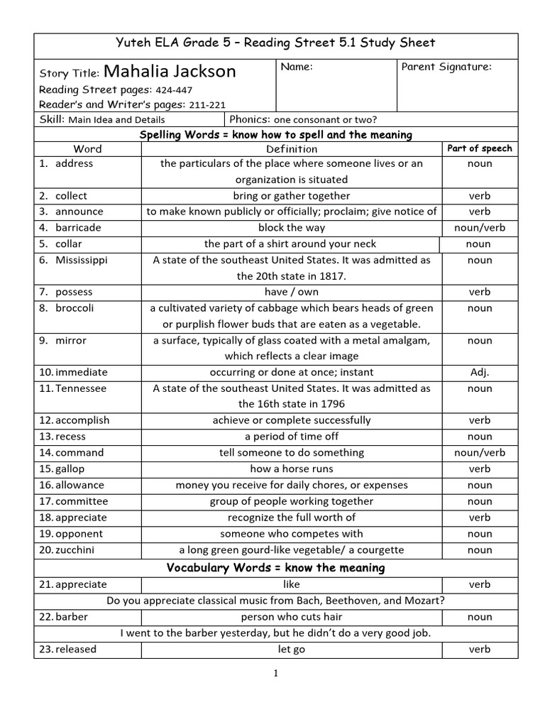 Mahalia Jackson Study Sheet | PDF
