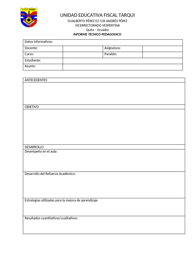 Informe Tecnico Pedagogico (1) - 1 | PDF