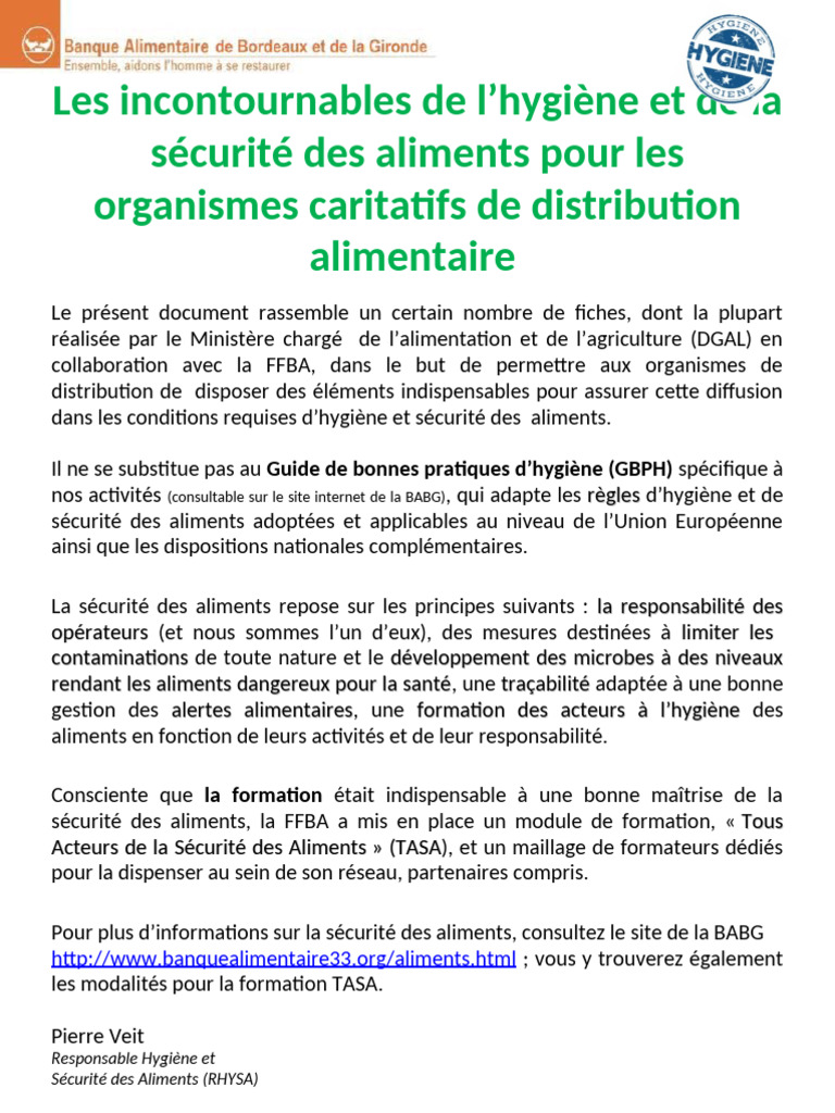 Hygiène et sécurité des aliments en ONG | PDF | Nourritures | Sécurité