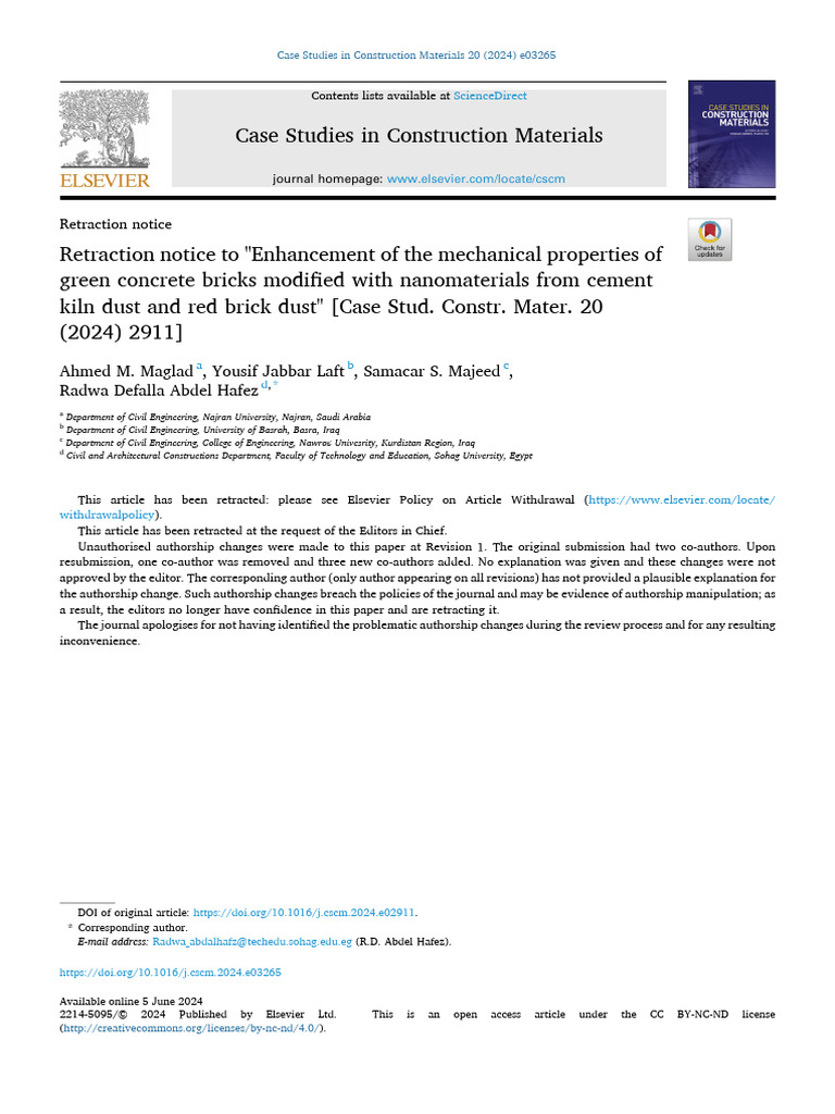 Case Studies in Construction Materials: Retraction Notice | PDF ...