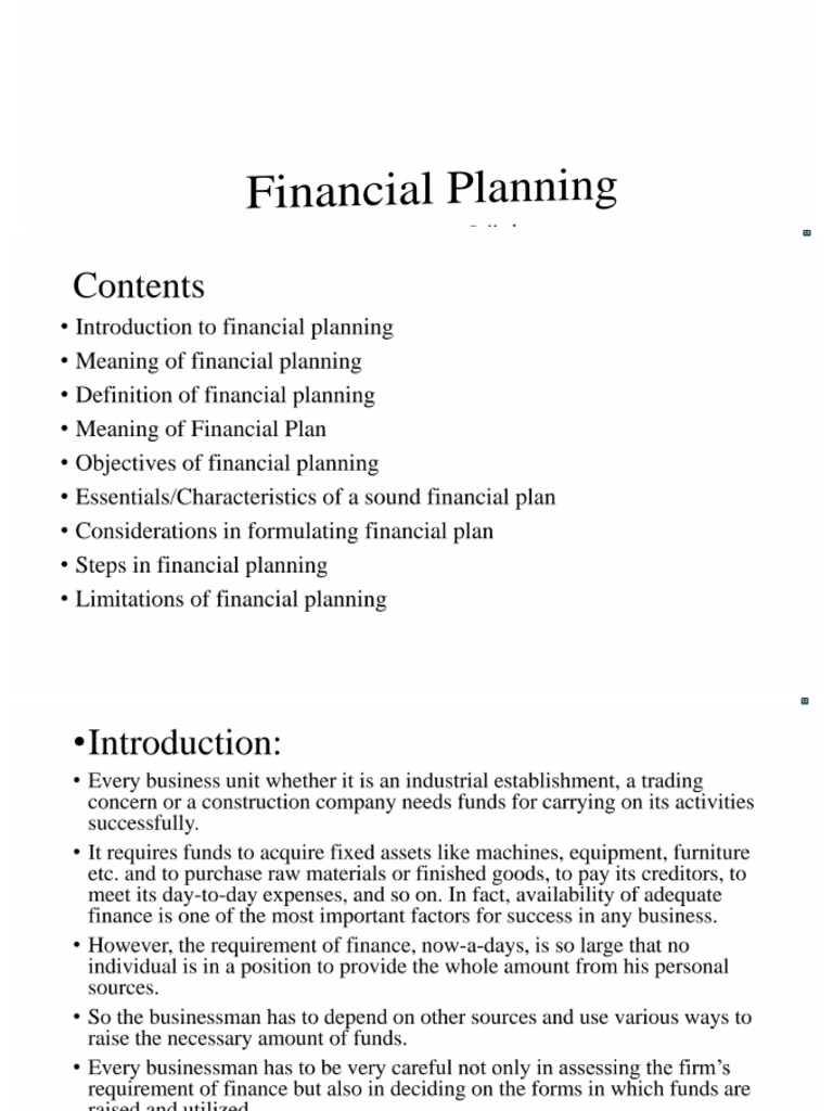 Financial Planning | PDF