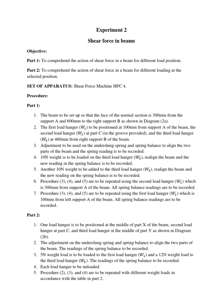 Shear Force Analysis in Beam Experiment | PDF | Beam (Structure ...