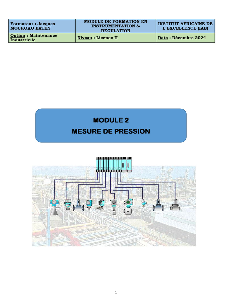 Mesure de Pression en Instrumentation | PDF | Pascal (Unité) | Pression