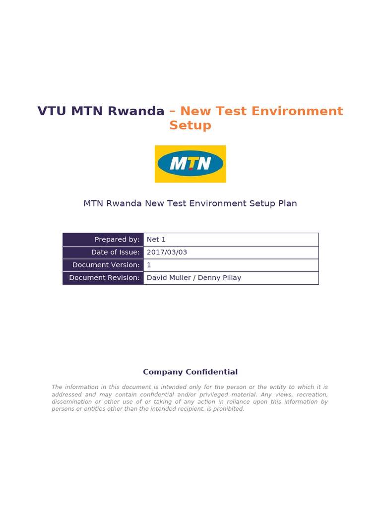 MTN Rwanda New Test Servers Setup Plan Ver1.1 | PDF | Computing