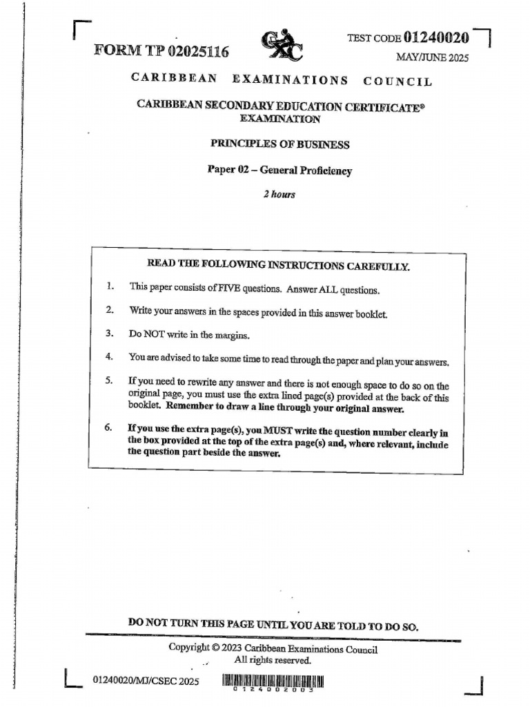 Csec Pob 2025 p02 PDF | PDF