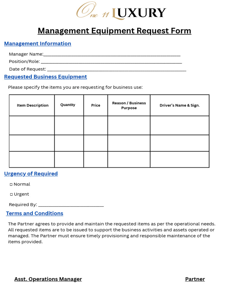 Management Equipment Request Form | PDF