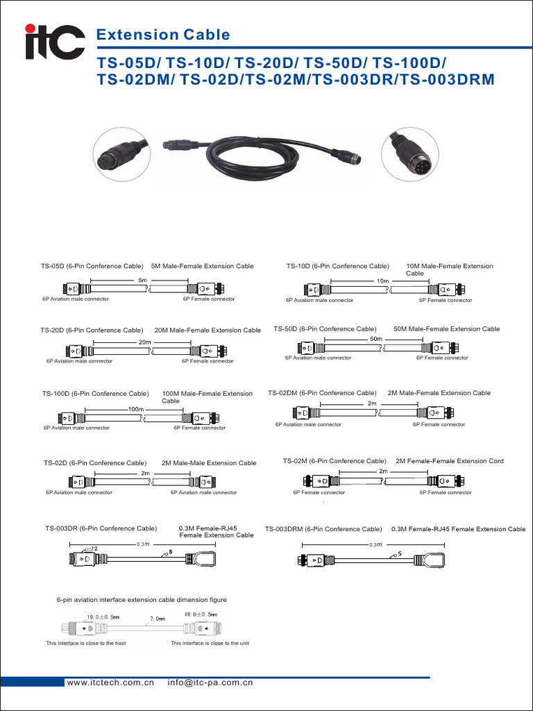 6-Pin Conference Extension Cables | PDF