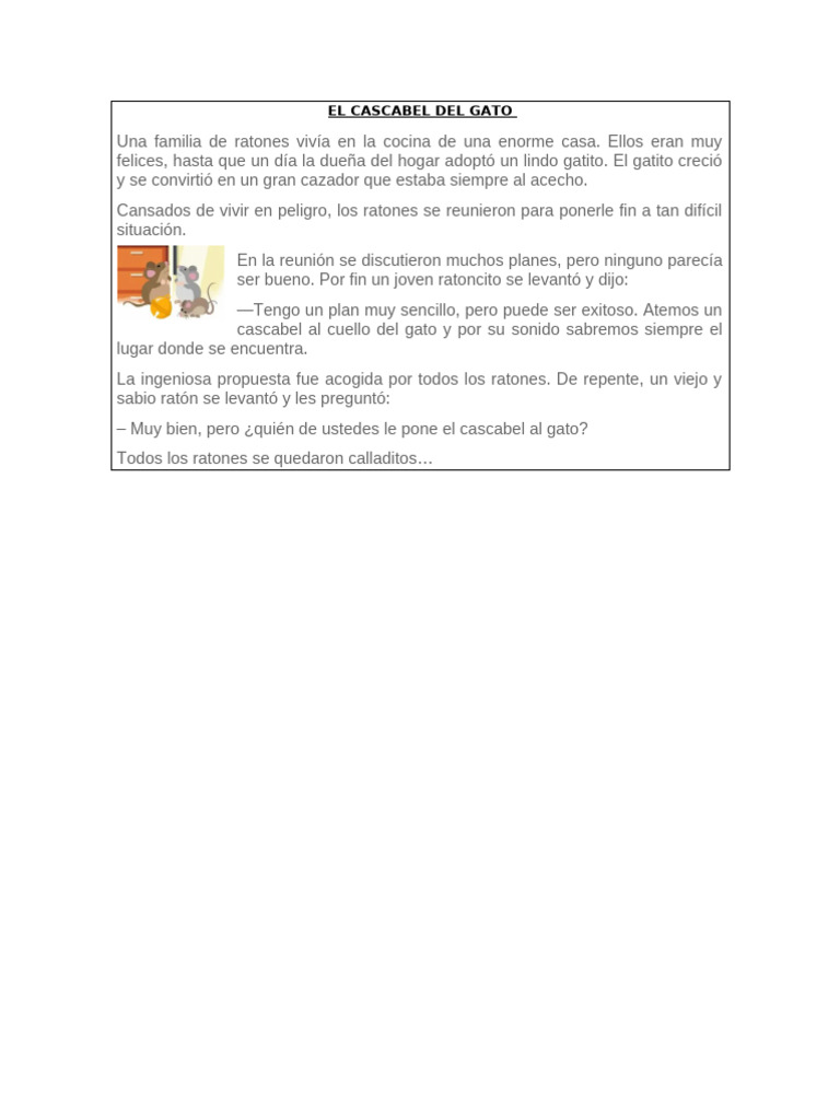 El cascabel del gato: fábula y análisis | PDF