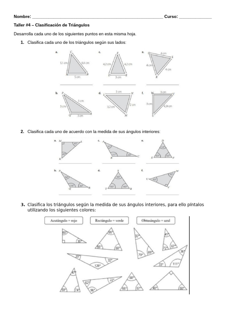 Taller 6to Clasificacion de Angulos | PDF