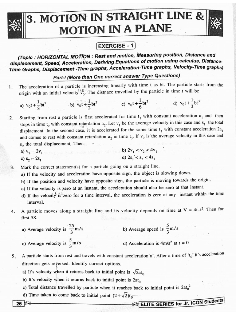 Motion in A Straight Line | PDF