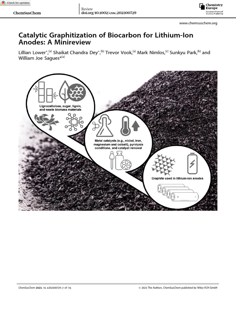 ChemSusChem - 2023 - Lower - Catalytic Graphitization of Biocarbon For ...